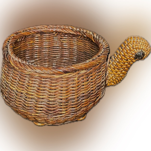 Accents | Vintage Brown Wicker Turtle Basket Planter Boho Decor | Poshmark